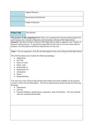 Recruitment assignment | DOCX