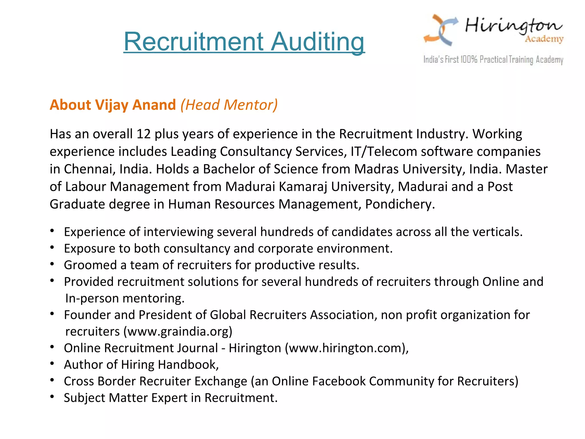 Recruitment auditing | PPT