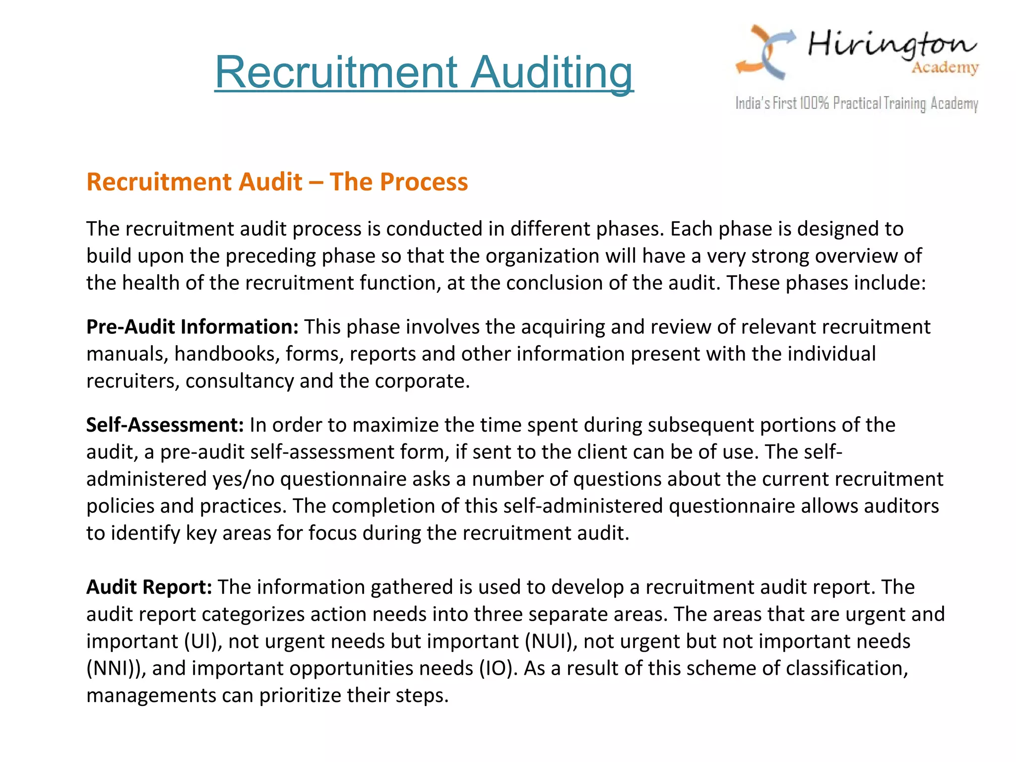 Recruitment auditing | PPSX | Resume Writing and Advice | Job Search