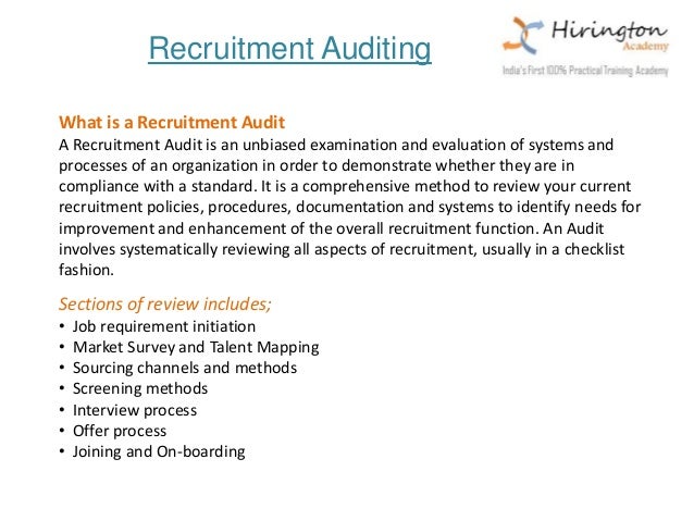 Recruitment auditing