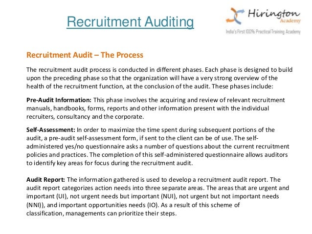 Recruitment auditing
