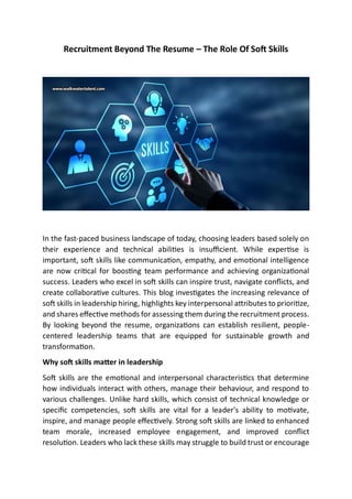 Recruitment Beyond The Resume – The Role Of Soft Skills | PDF