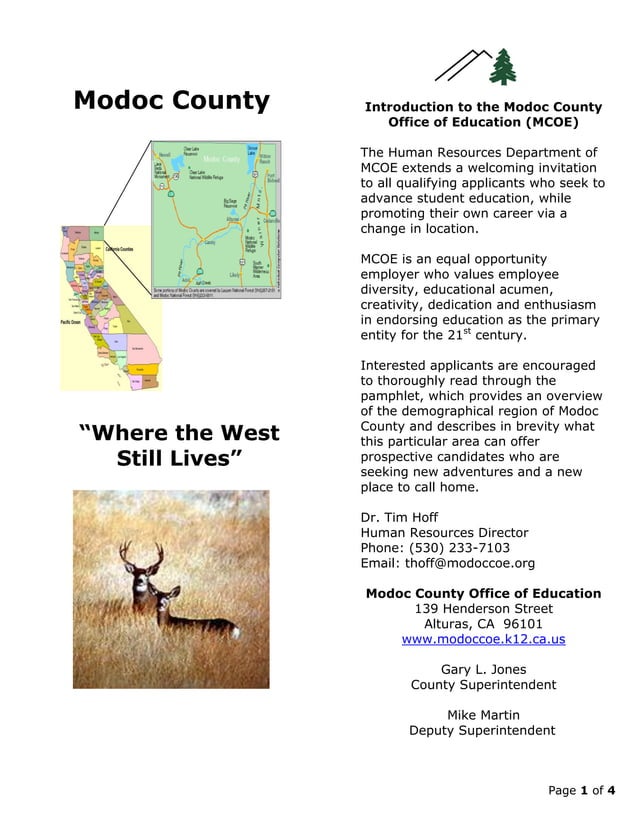 Modoc County Recruitment brochure | PDF