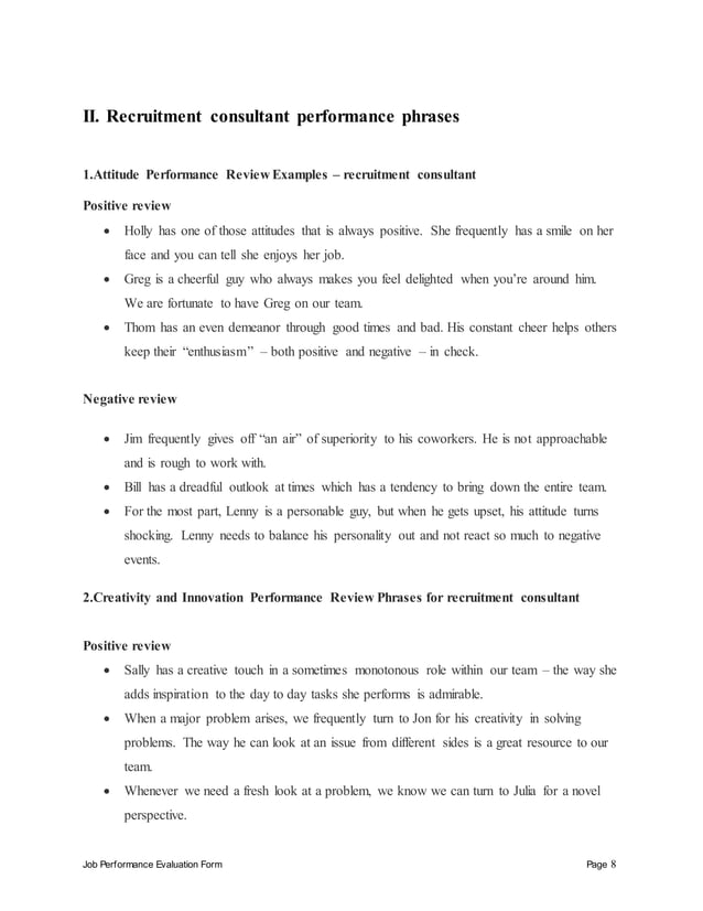 Recruitment consultant performance appraisal | DOCX | Resume Writing ...
