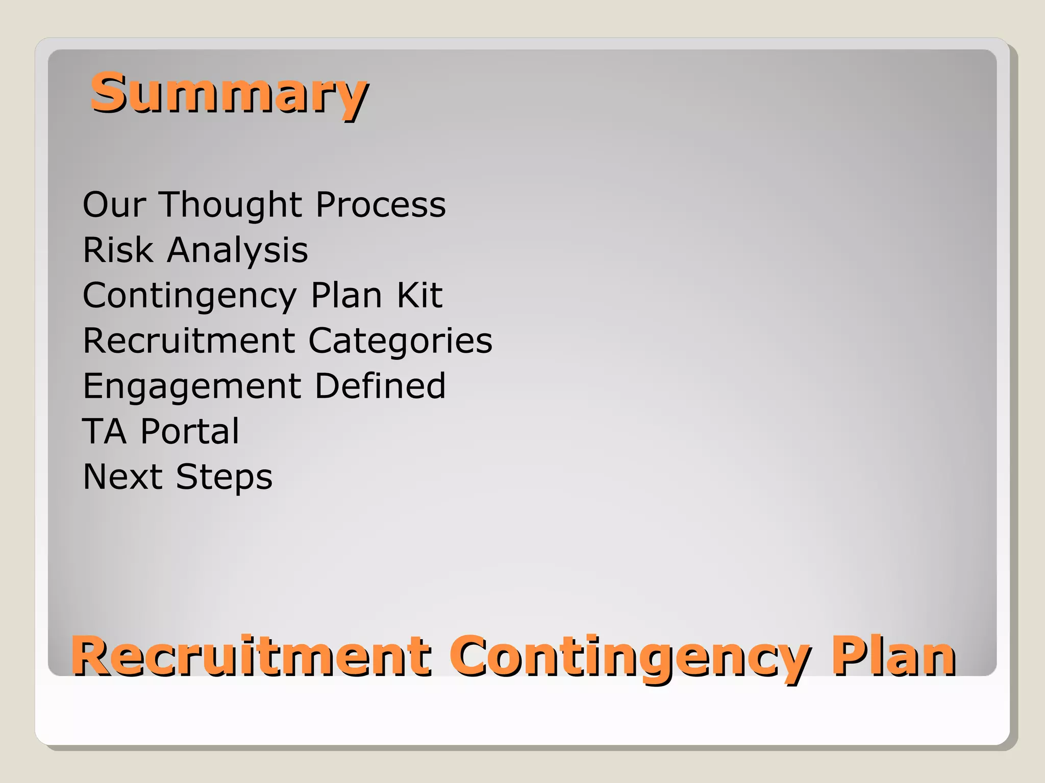 Recruitment contingency plan | PPT