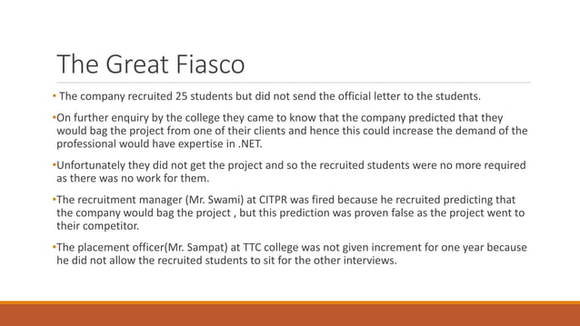Recruitment fiasco at citpr ltd. case study | PPT