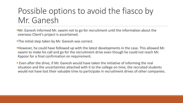 Recruitment fiasco at citpr ltd. case study | PPT