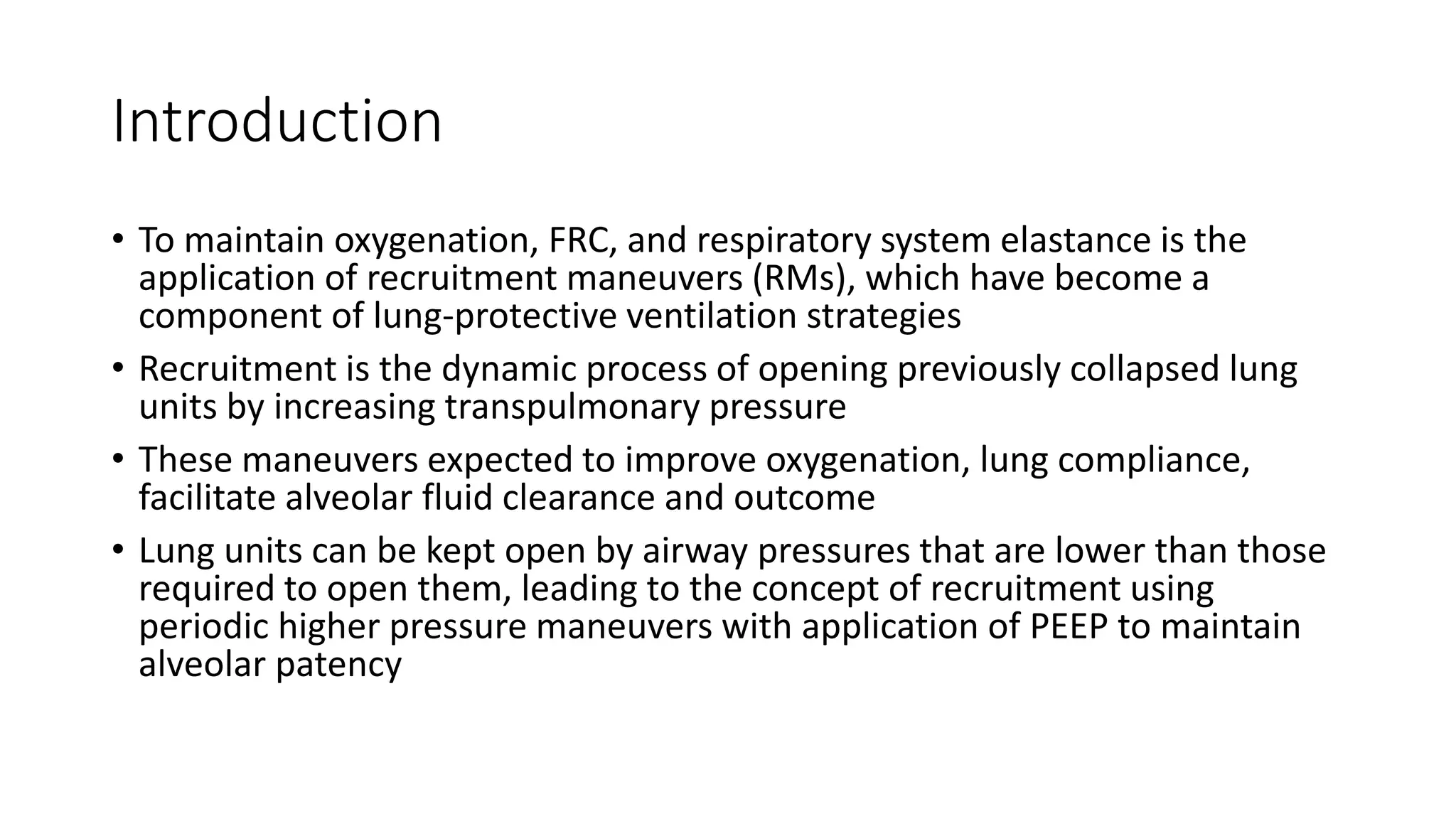 Recruitment maneuvers in ards | PPTX