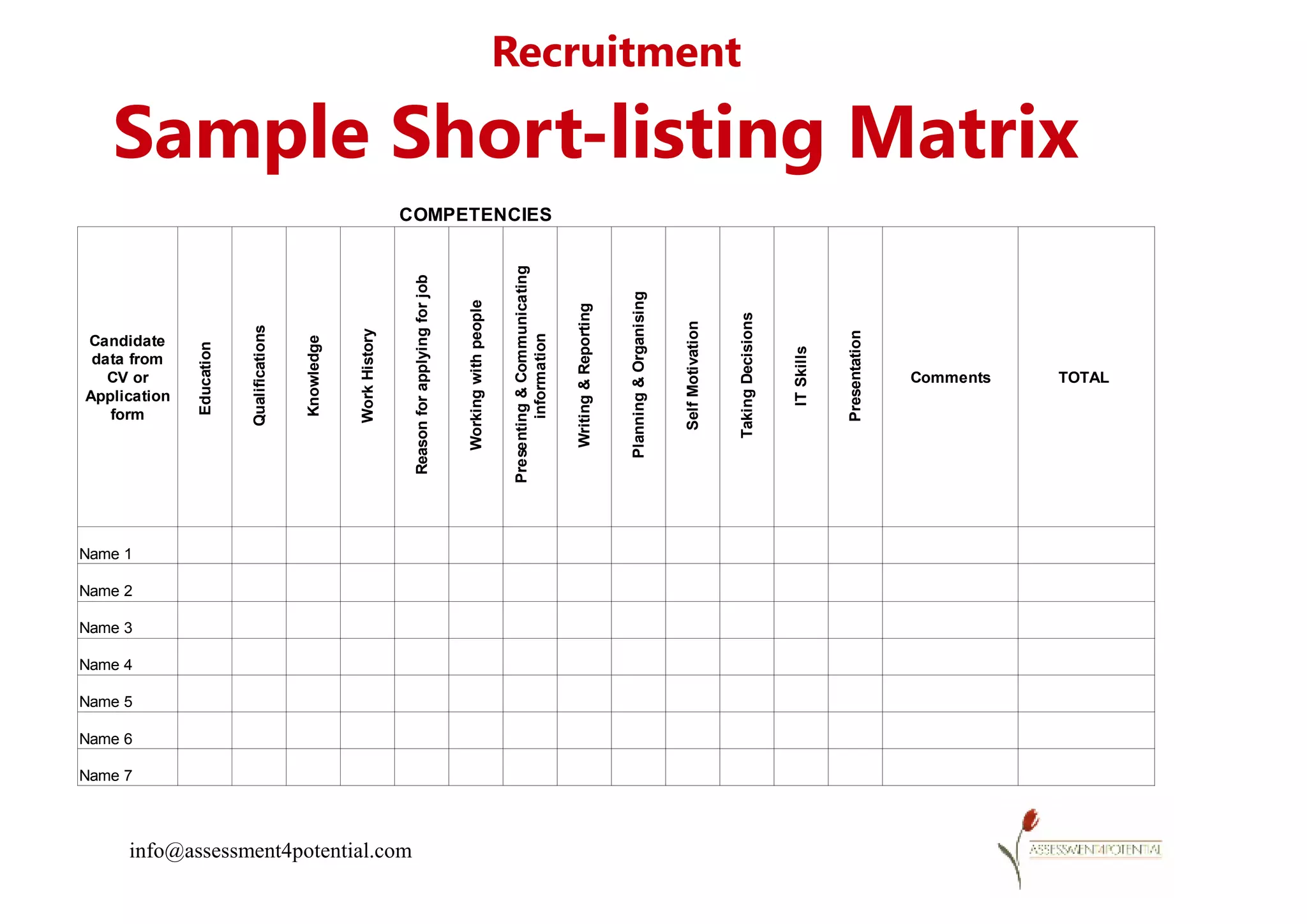 Recruitment matrix | PDF