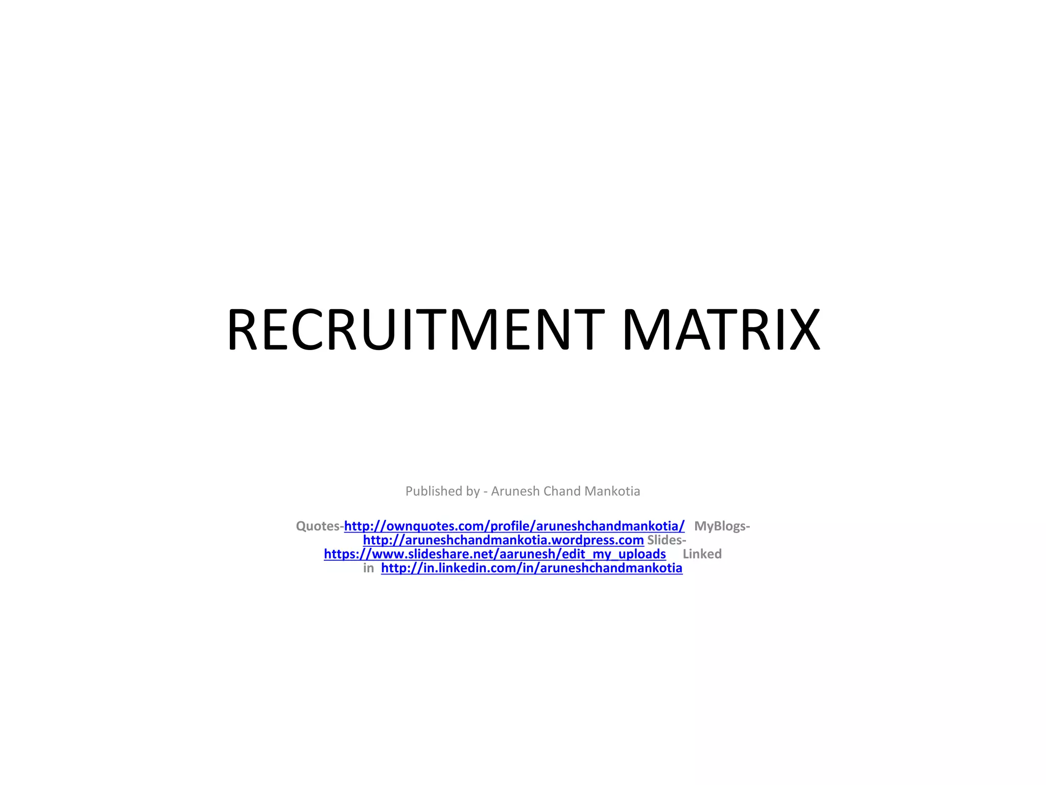 Recruitment Matrix | PPT