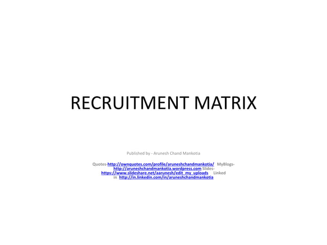 Recruitment Matrix | PPT