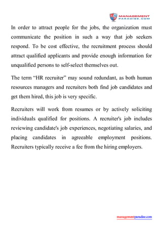 Recruitment of human resources | PDF