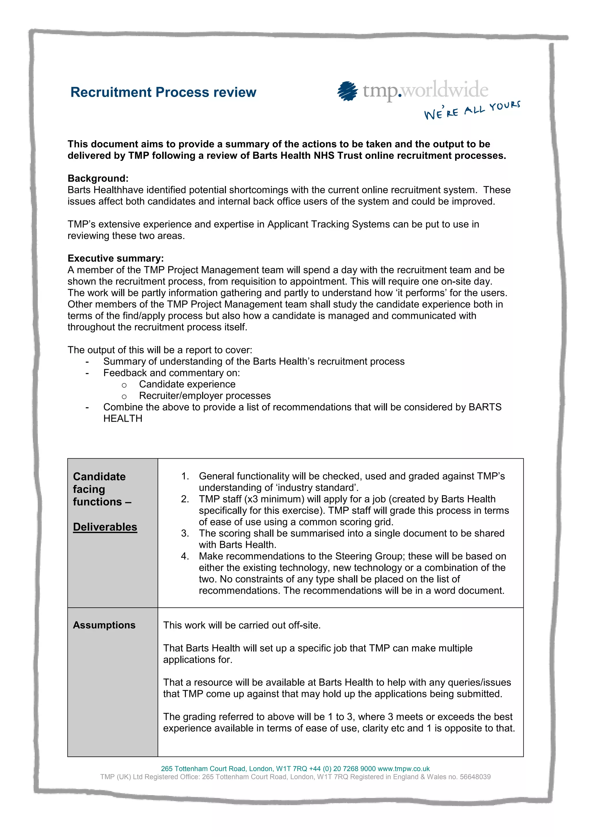 Recruitment process review barts | PDF