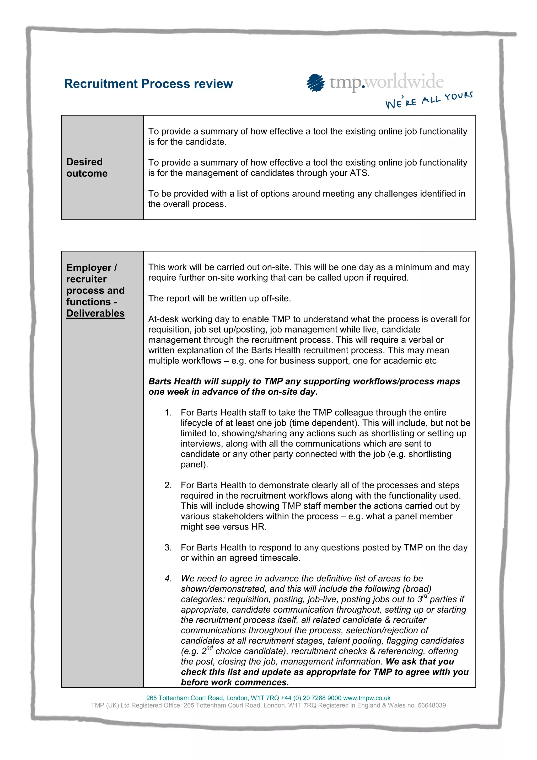 Recruitment process review barts | PDF
