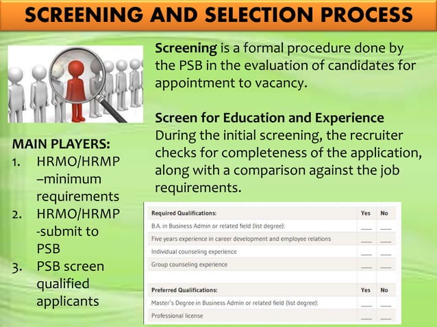 Recruitment Screening and Selection process in Philippine Government | PPTX