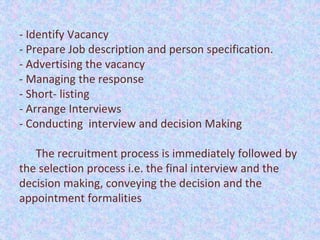 Recruitment, selection, | PPTX