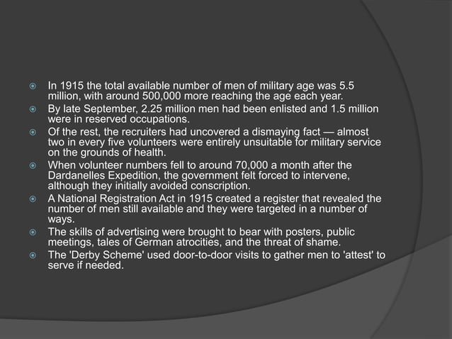 Recruitment to the british army during the first world war | PPT