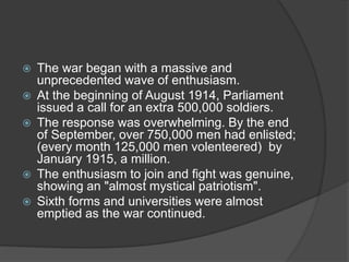 Recruitment to the british army during the first world war | PPTX