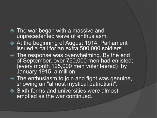 Recruitment to the british army during the first world war | PPT
