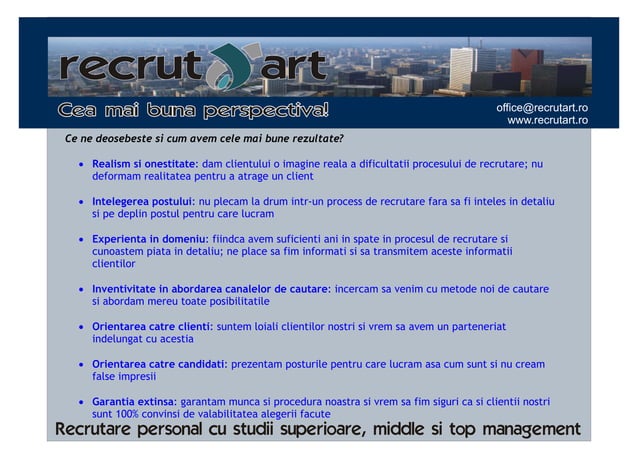servicii recrutare personal oferite de RECRUT'ART | PPT
