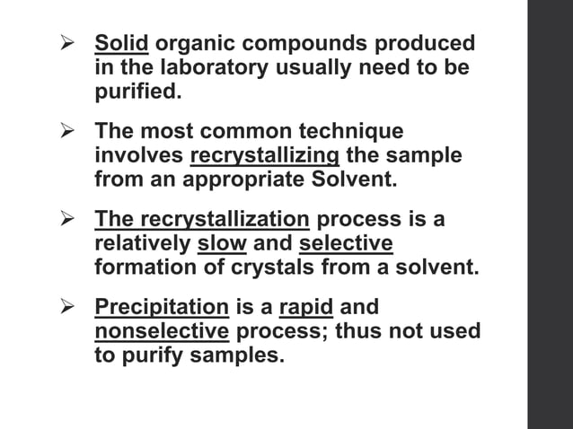 Recrystallization | PPTX | Chemistry | Science