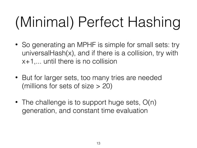 RecSplit Minimal Perfect Hashing | PPT