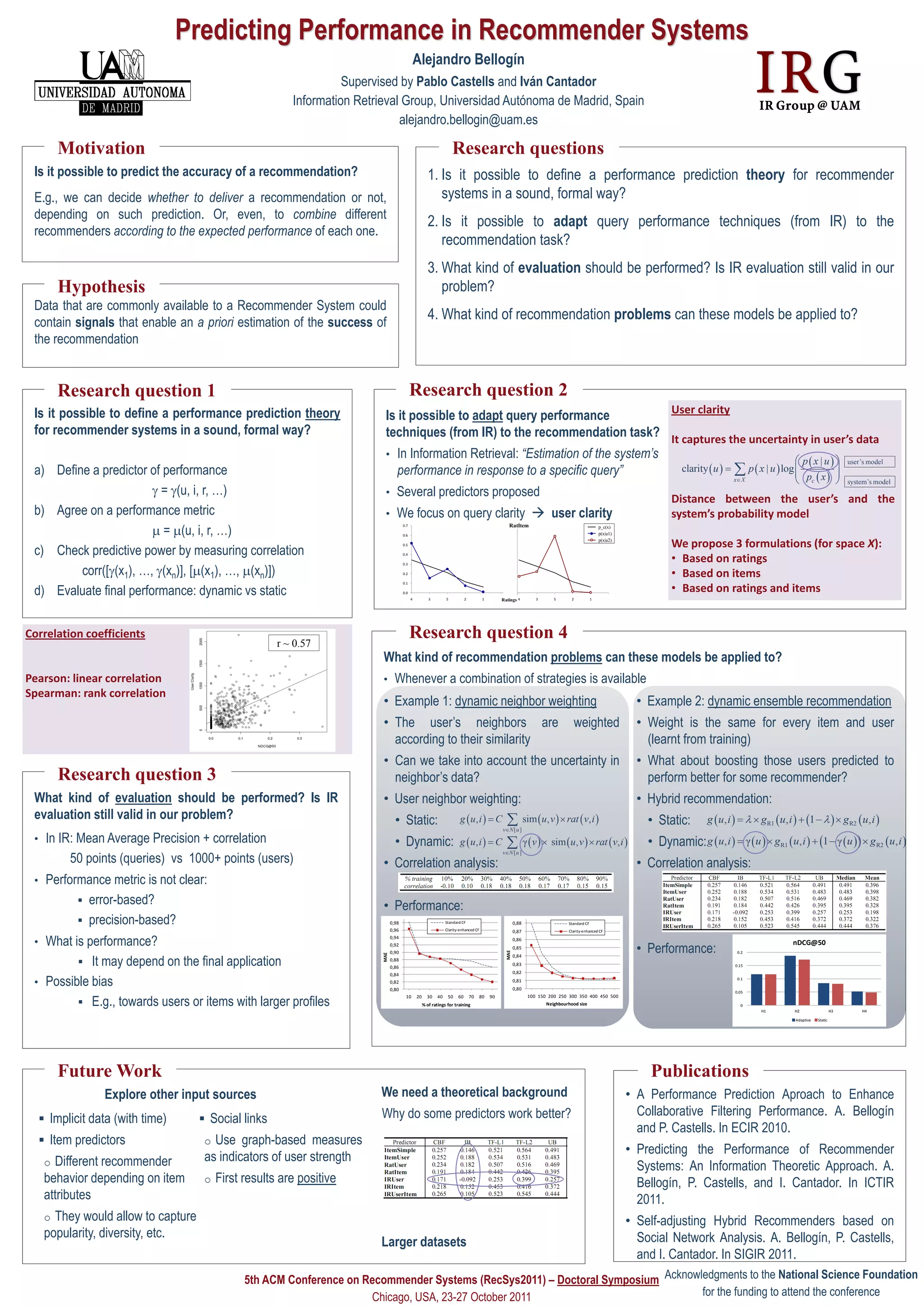 Predicting performance in Recommender Systems - Poster | PDF | Search | Internet