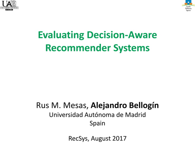Evaluating decision-aware recommender systems | PDF | Artificial Intelligence | Technology ...