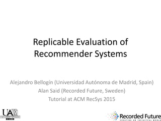 Replicable Evaluation of Recommender Systems | PPT