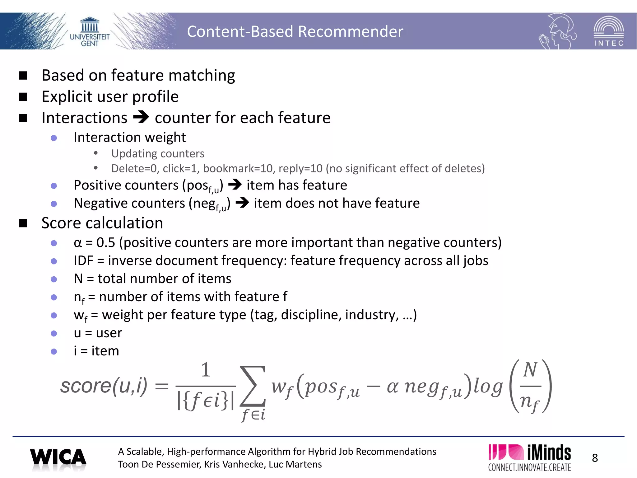 A Scalable, High-performance Algorithm for Hybrid Job Recommendations | PPT