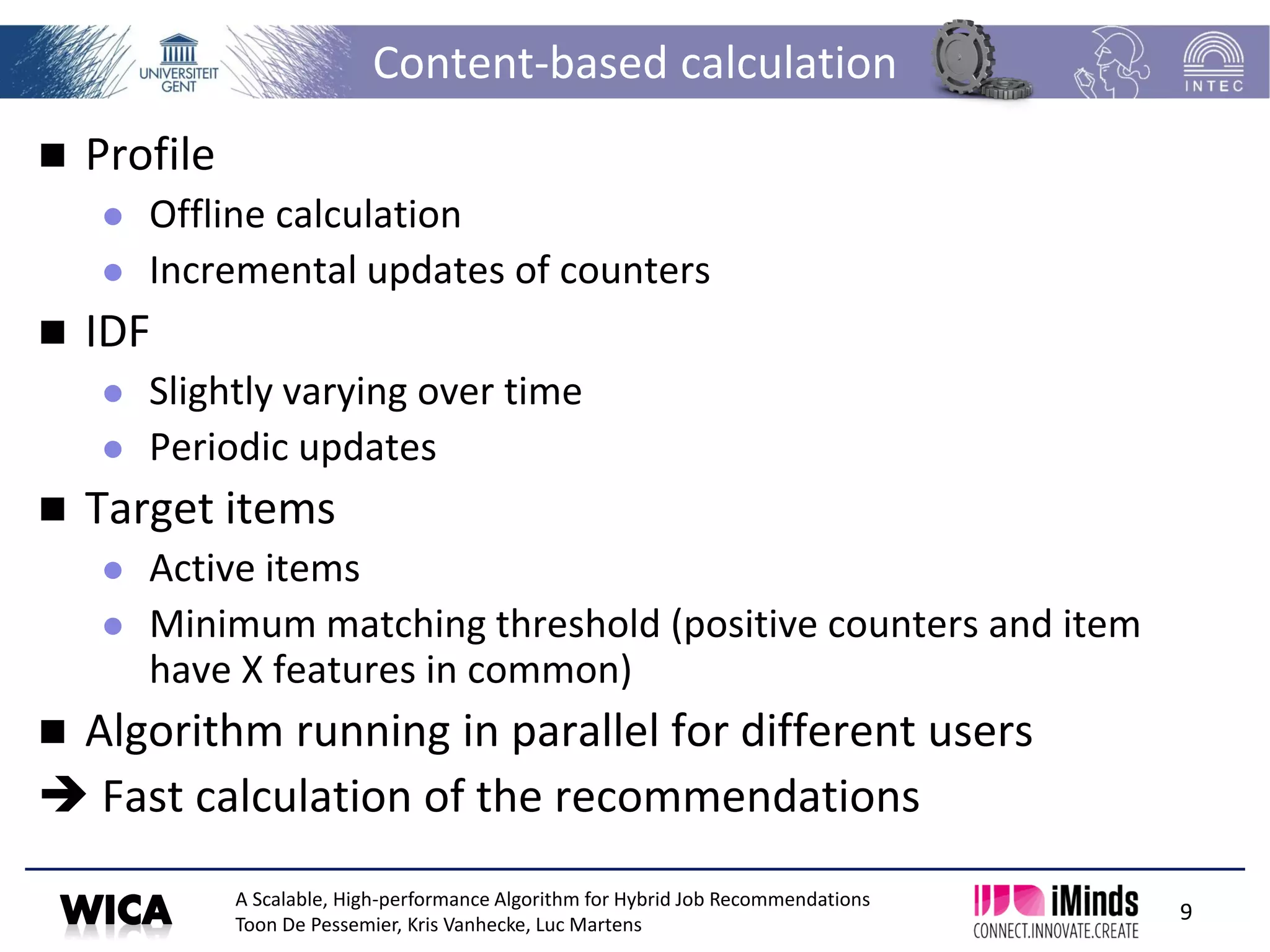 A Scalable, High-performance Algorithm for Hybrid Job Recommendations | PPT