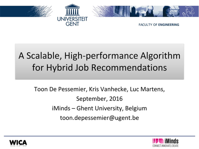 A Scalable, High-performance Algorithm for Hybrid Job Recommendations | PPT