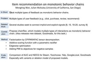 Recsys2018 item recommendation on monotonic behavior chains | PPTX