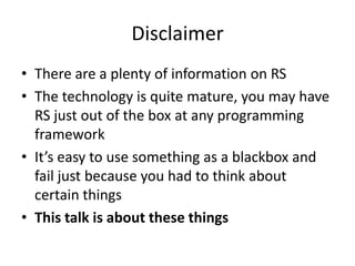 Recommender Systems in a nutshell | PPT
