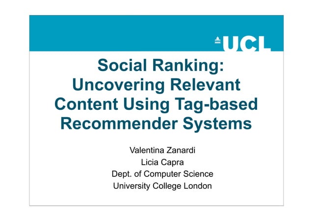 RecSys 2008: Social Ranking | PPT