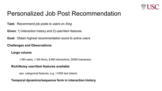Temporal Learning and Sequence Modeling for a Job Recommender System | PPT