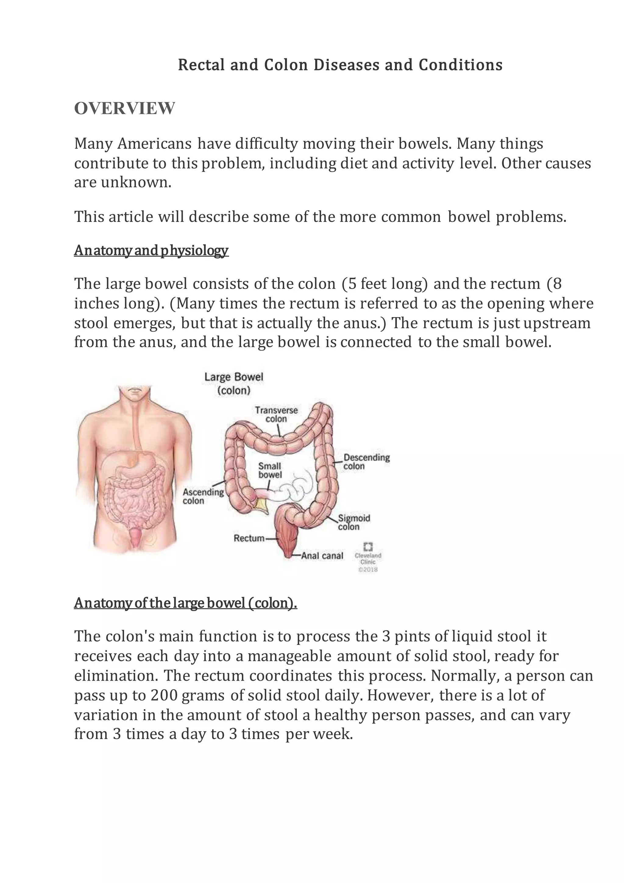 Rectal and colon diseases and conditions | DOCX | Digestive Disorders ...