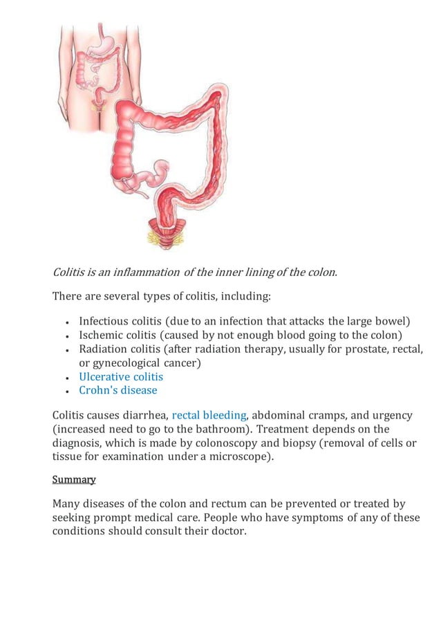Rectal and colon diseases and conditions | DOCX | Digestive Disorders ...