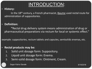 Rectal drug delivery system [RDDS] | PPTX