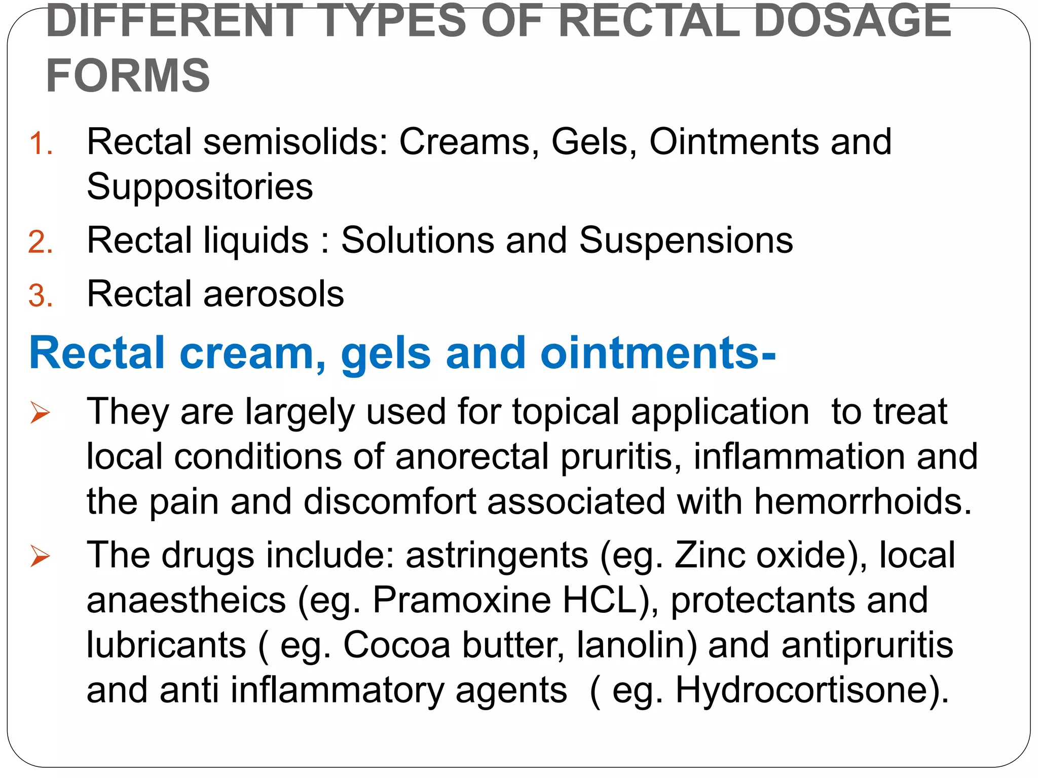 Rectal drug delivery systems | PPTX