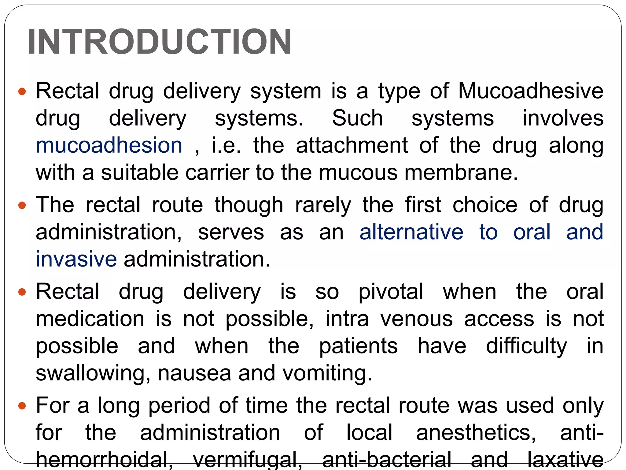 Rectal drug delivery systems | PPTX