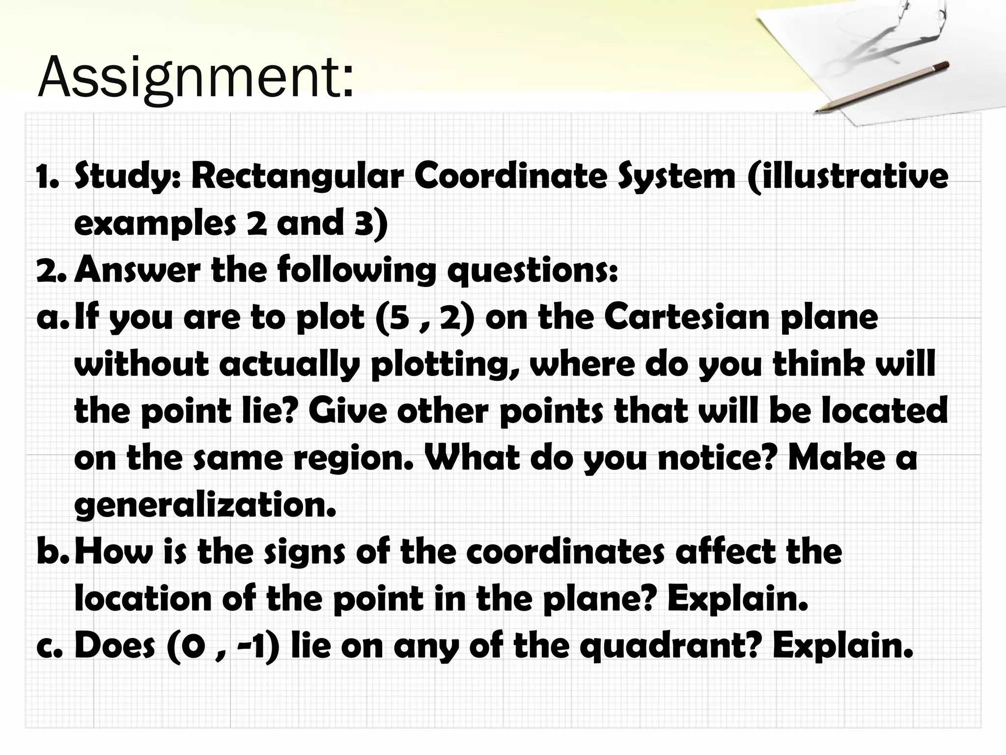 Rectangular Coordinate System Ppt