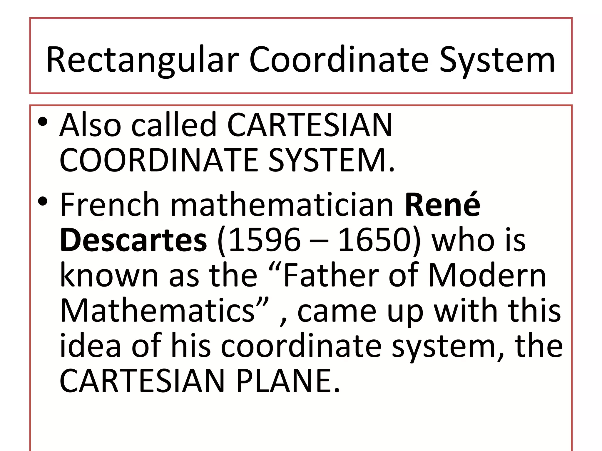 Rectangular Coordinate System | PPT | Geography | Science