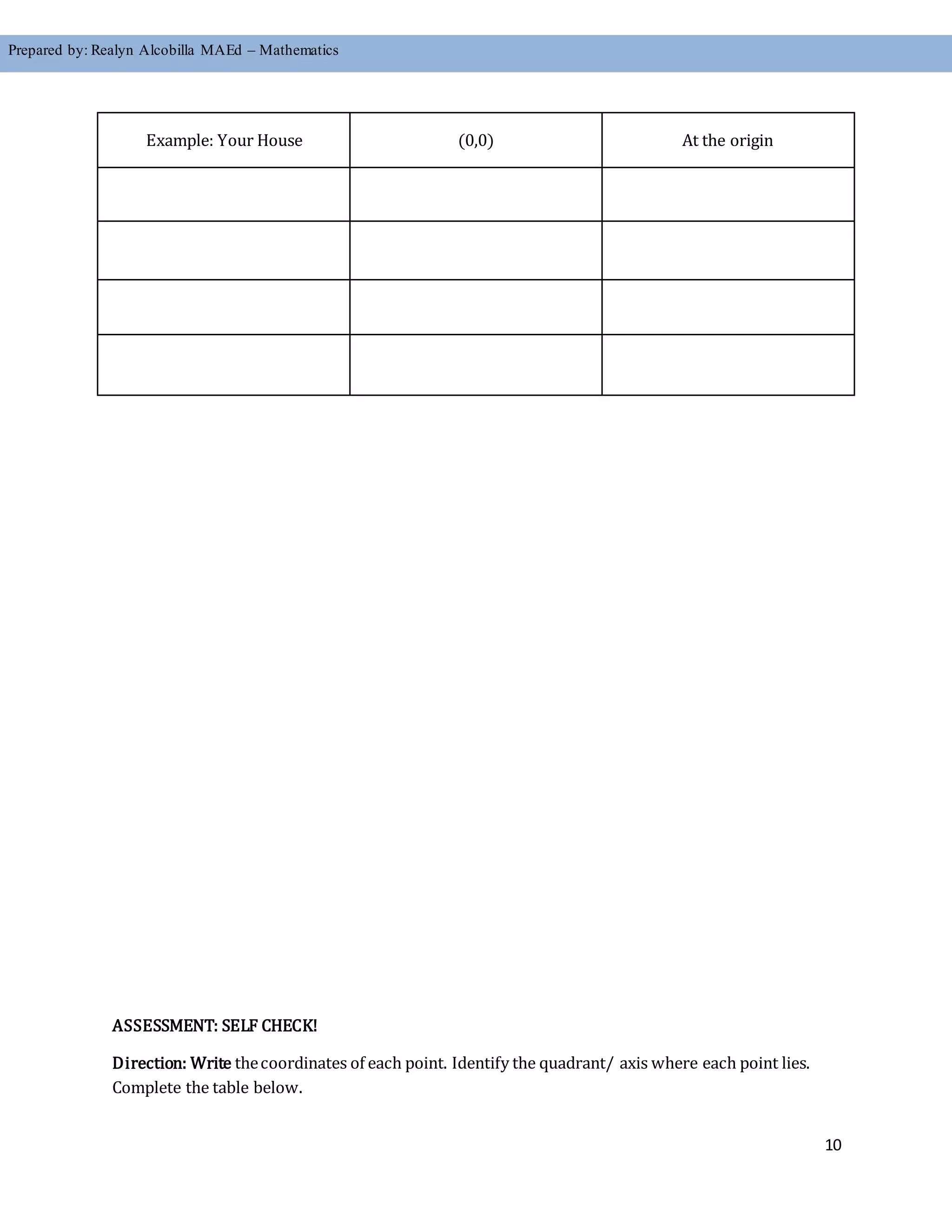 Rectangular Coordinate System Lesson Plan | DOCX