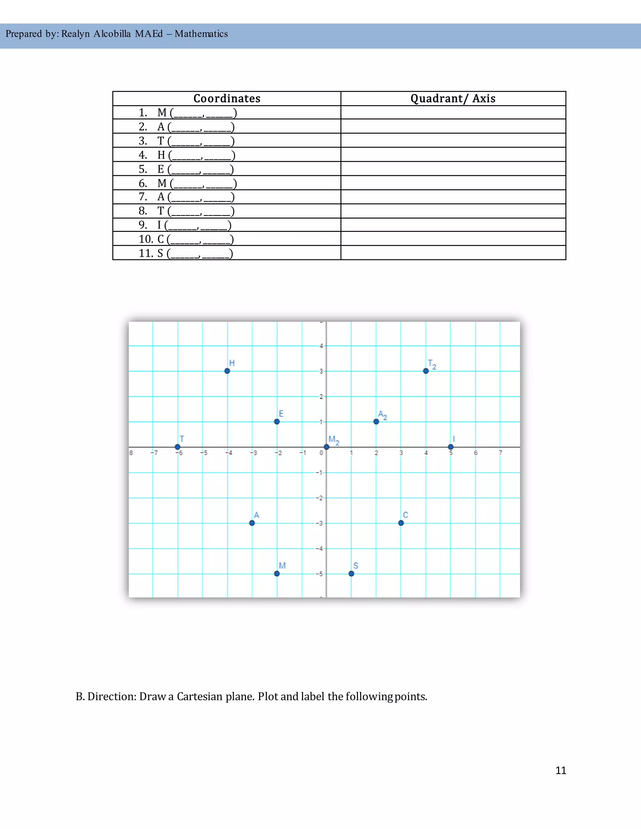 Rectangular Coordinate System Lesson Plan | DOCX