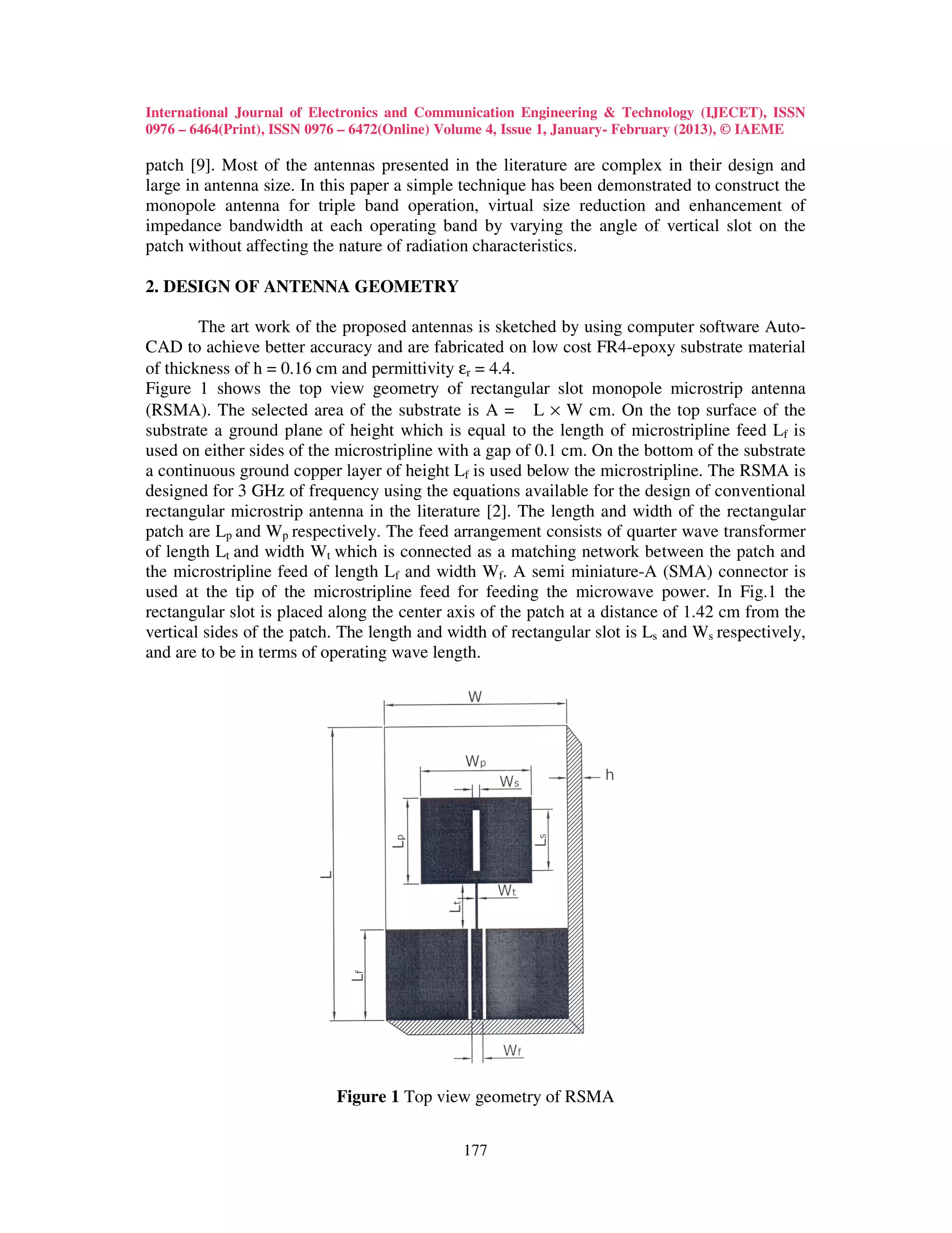Rectangular slot loaded monopole microstrip antennas for triple band ...