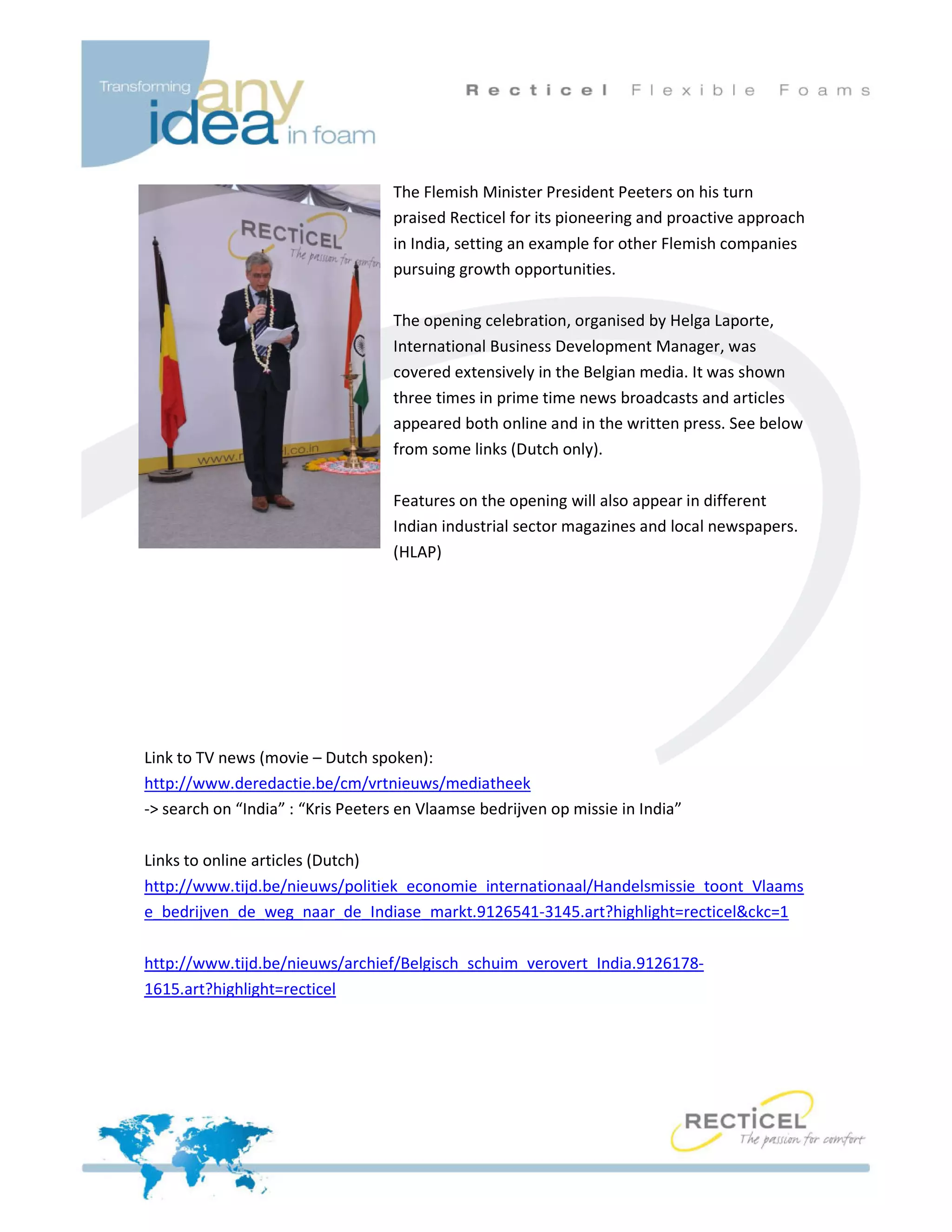 Recticel India pvt Opening | PDF