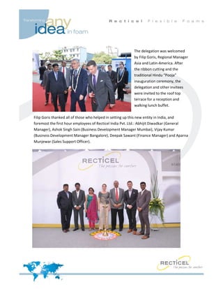 Recticel India pvt Opening | PDF