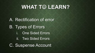 Rectification of errors (Financial Accounting) | PPTX