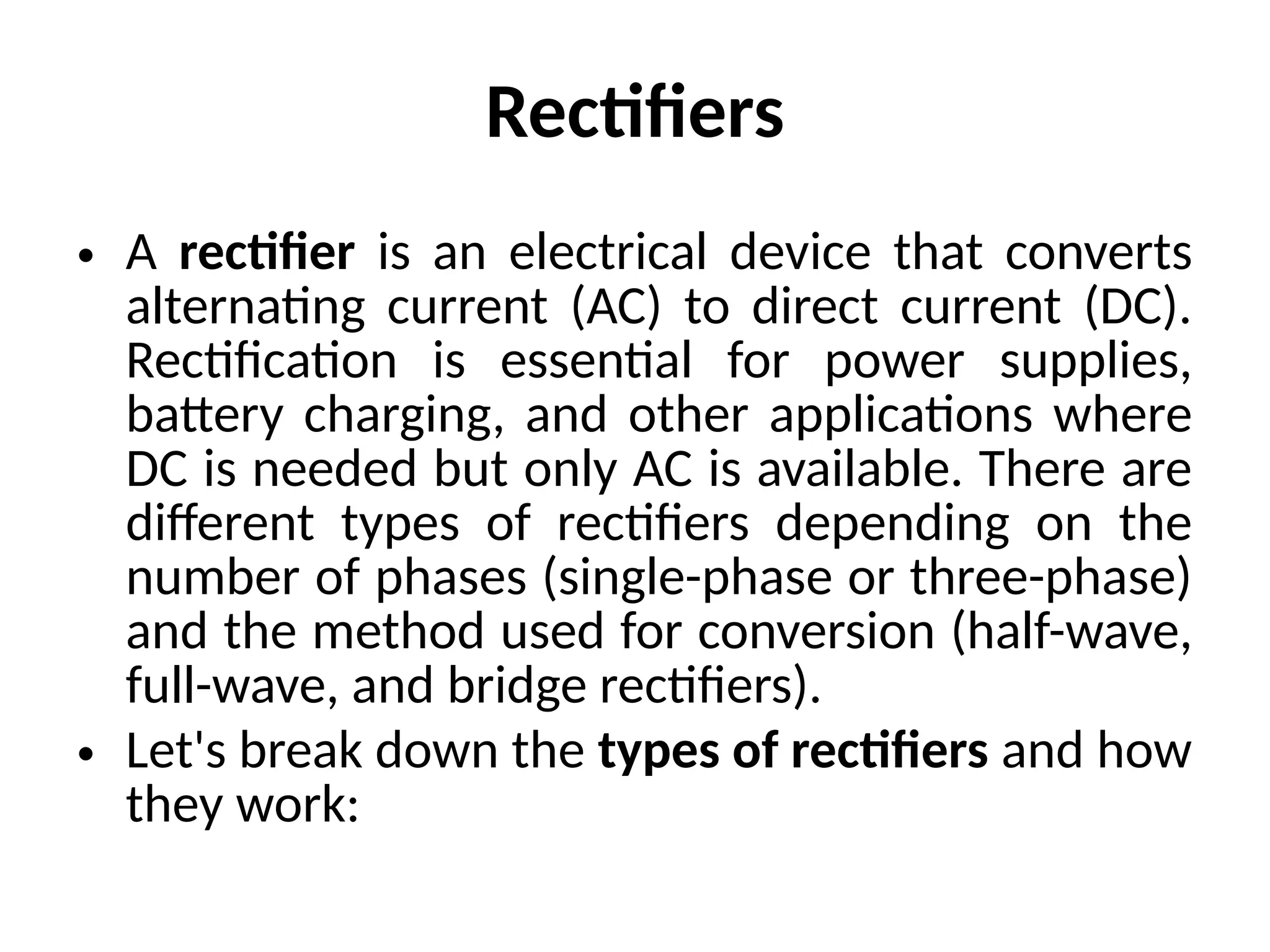 Rectifier half wave and full wave rectifier | PPTX